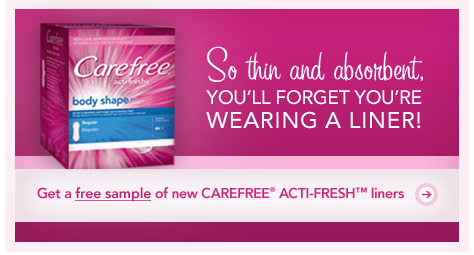 FREE Sample of Carefree Acti-Fresh Liners + Coupon!